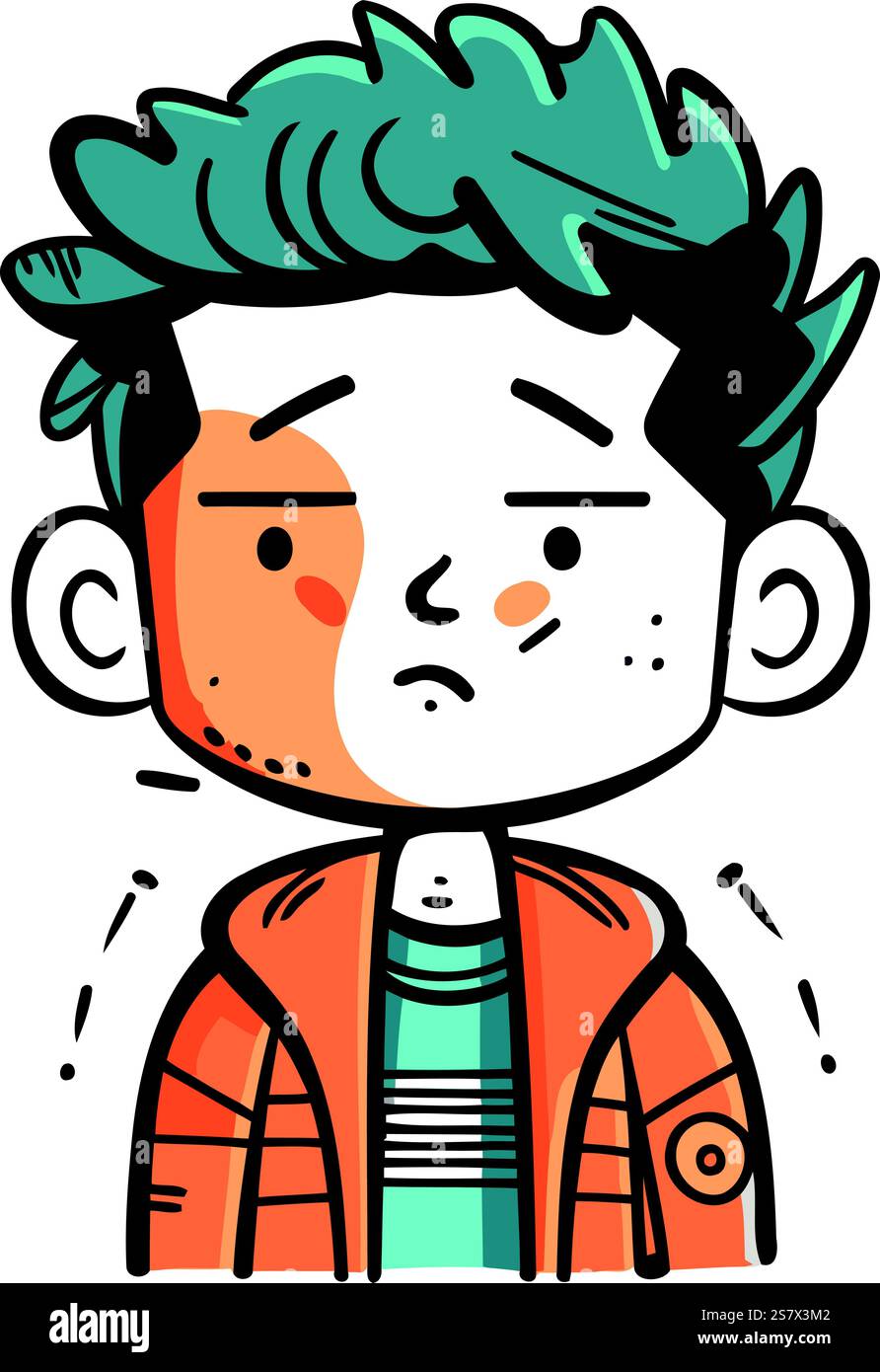 Illustration of a boy suffering from a cold. Vector illustration Stock ...