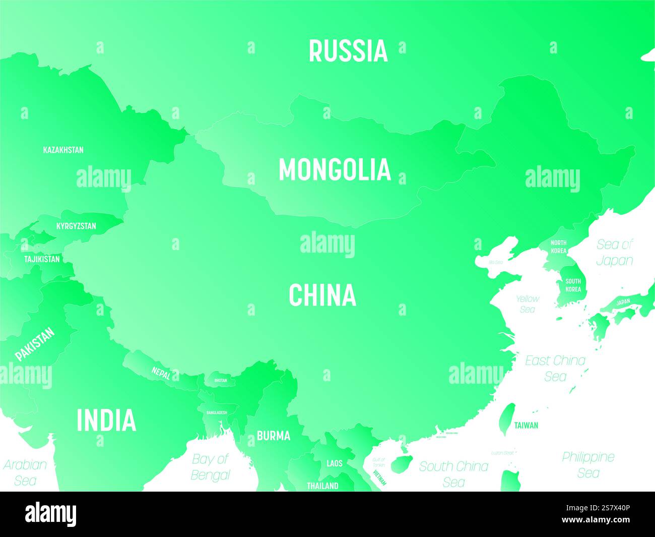 China - high detailed political map of China and neighboring countries ...