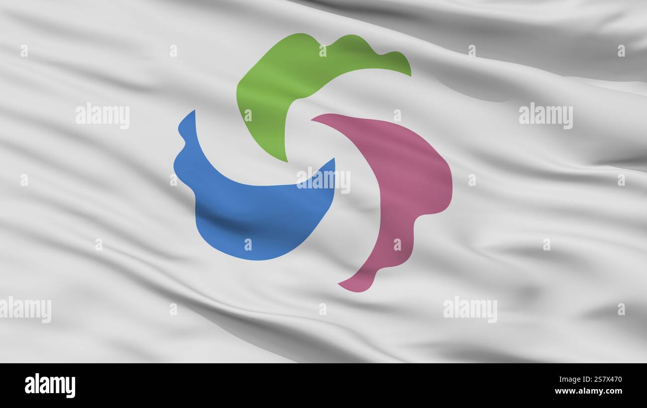 Senboku City Flag, Country Japan, Akita Prefecture, Closeup View, 3D ...