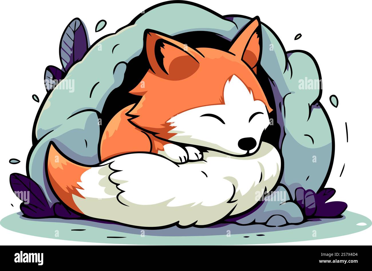 Sleeping fox. Cute cartoon character. Vector illustration Stock Vector ...
