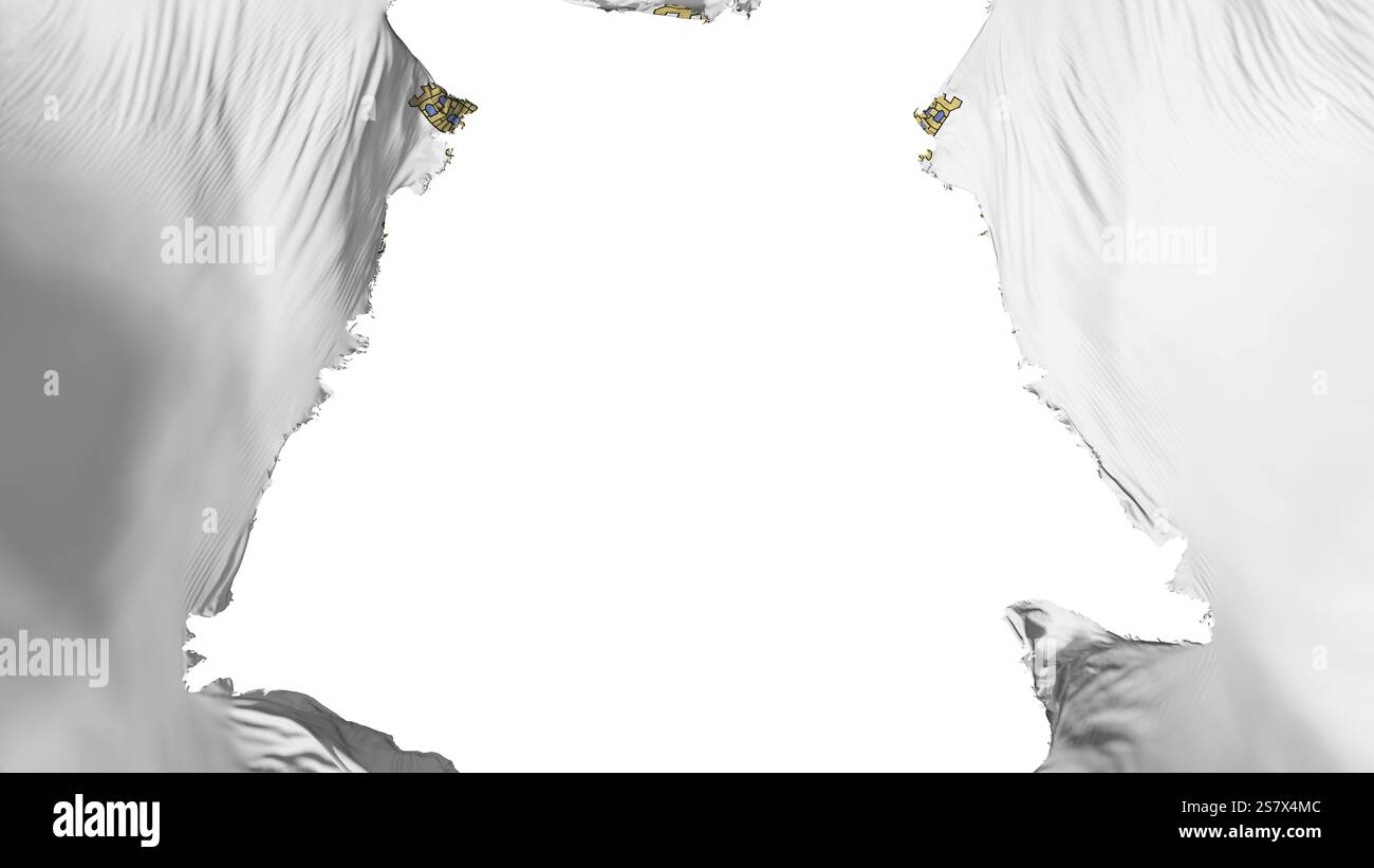 Ragged San Juan city, capital of Puerto Rico flag, white background, 3d ...