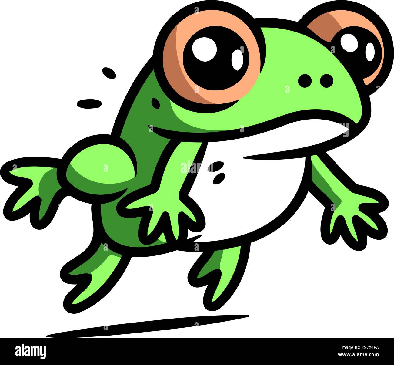 Frog running on white background. Vector illustration in cartoon style ...