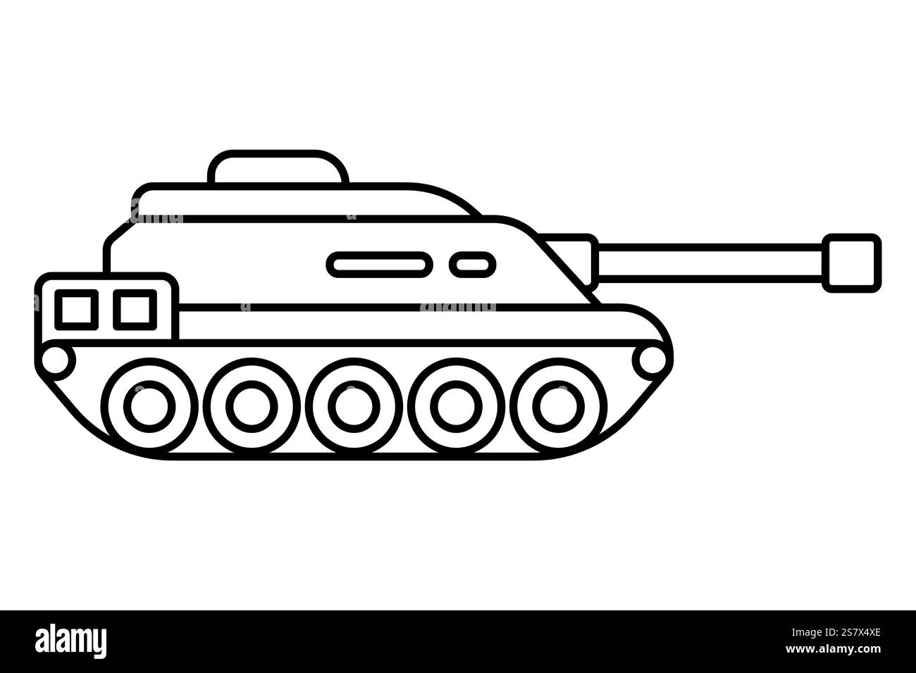 Tank clip art. Outline design for kids drawing and coloring. Vector ...