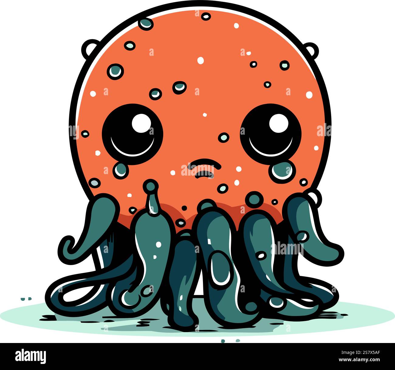 Cute octopus with sad face. Vector cartoon character illustration Stock ...