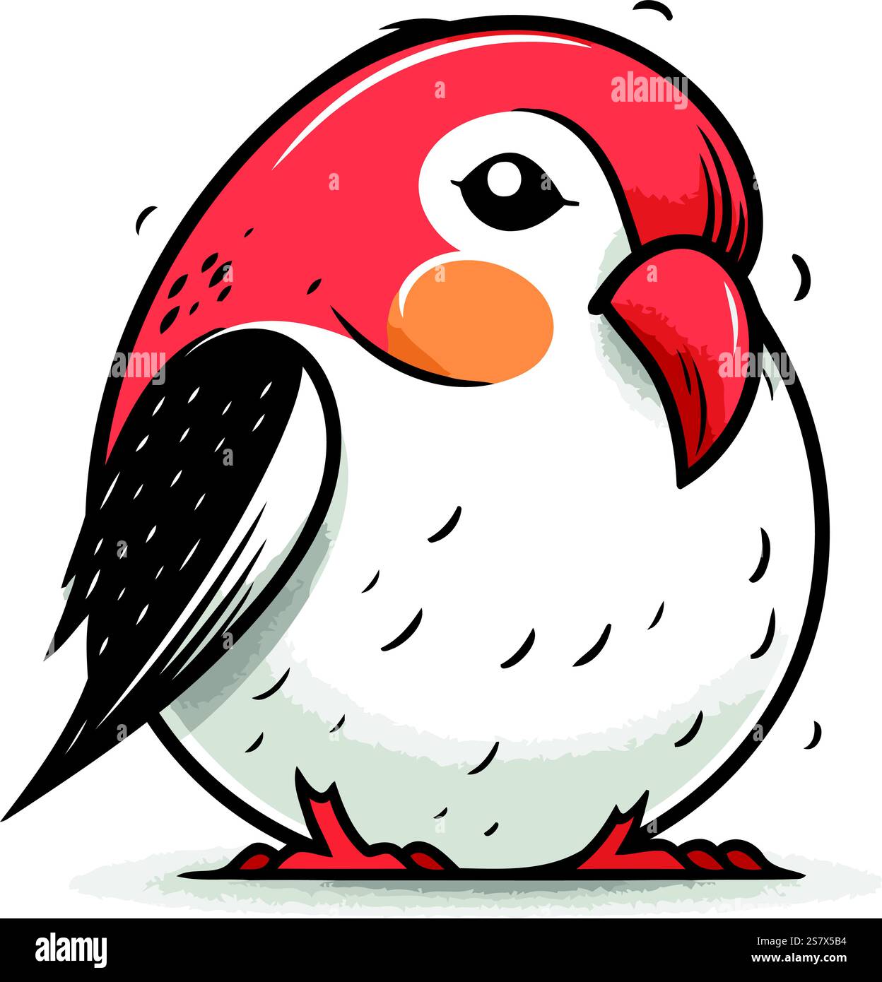Vector illustration of a cute red parrot on a white background Stock ...