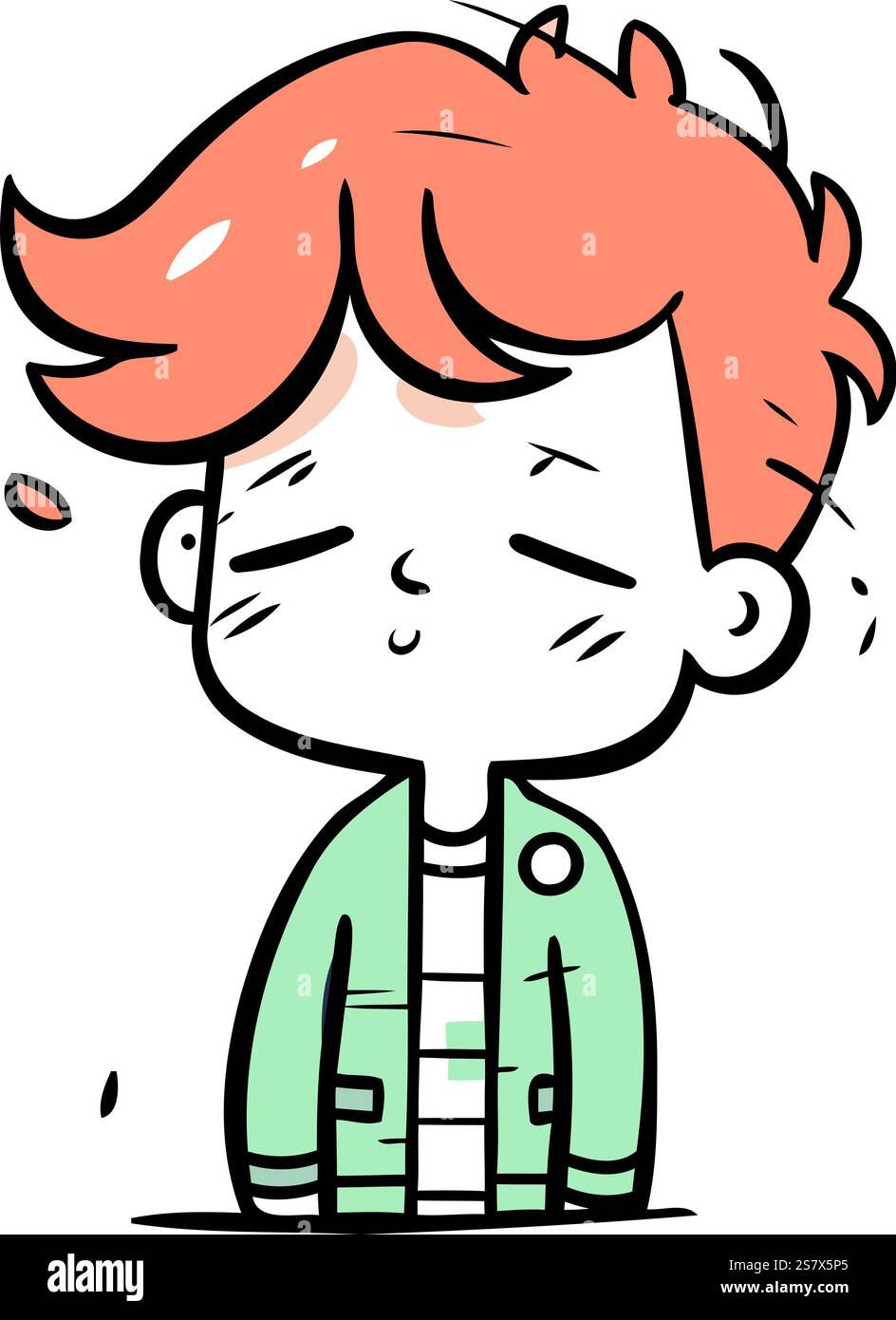 Vector illustration of a red haired man in a jacket. Cartoon style ...