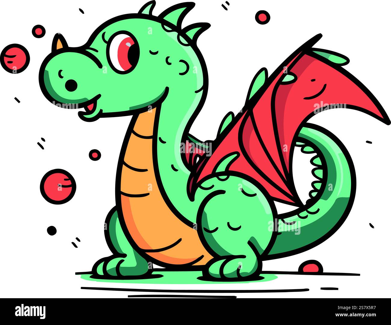 Cute cartoon dragon. Vector illustration. Isolated on white background ...