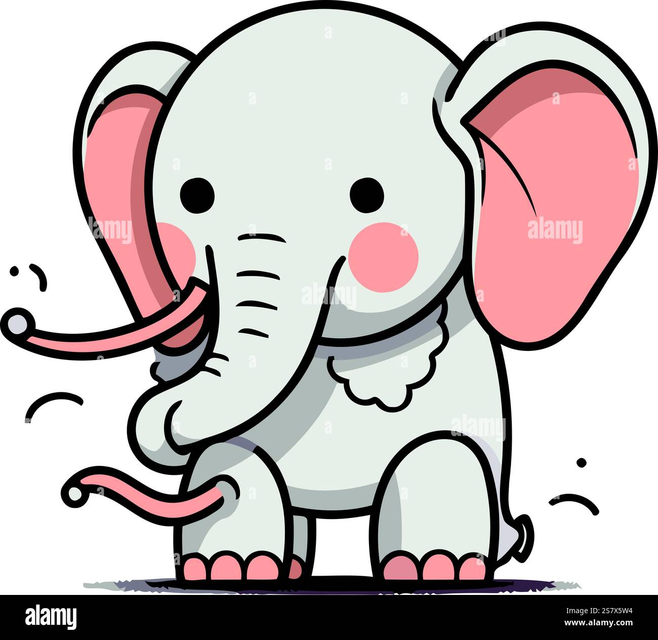 Cute cartoon elephant. Vector illustration of a cute baby elephant ...