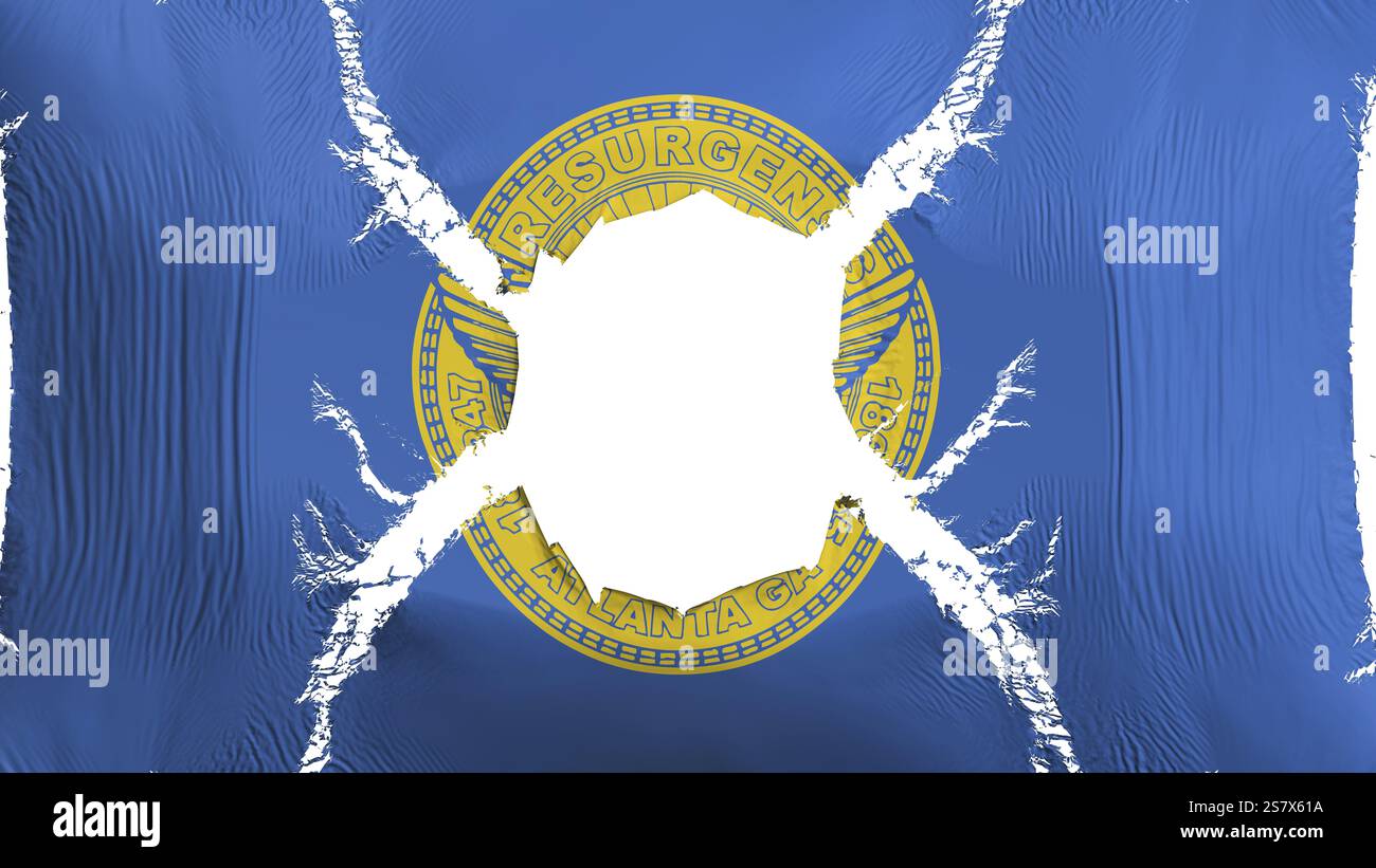 Atlanta city, capital of Georgia state flag with a hole, white ...