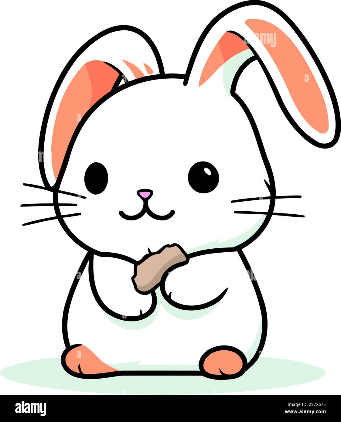 Rabbit with a bone. Cute cartoon animal. Vector illustration Stock ...