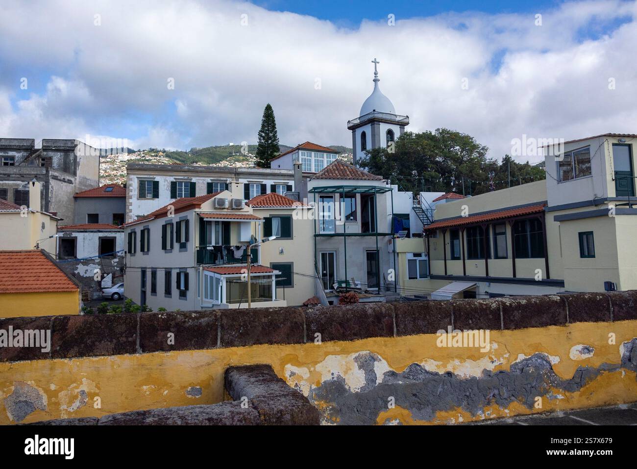 Old Town Funchal Madeira with cobbled stone streets, doors and ...