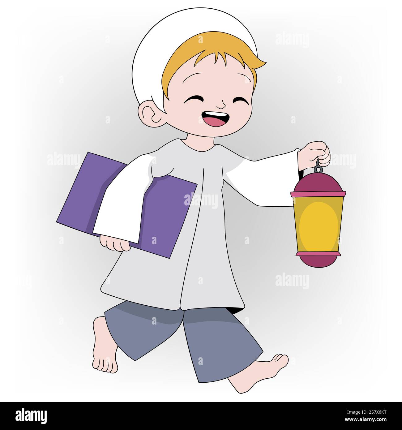doodle illustration cartoon about funny activities of children, muslim ...