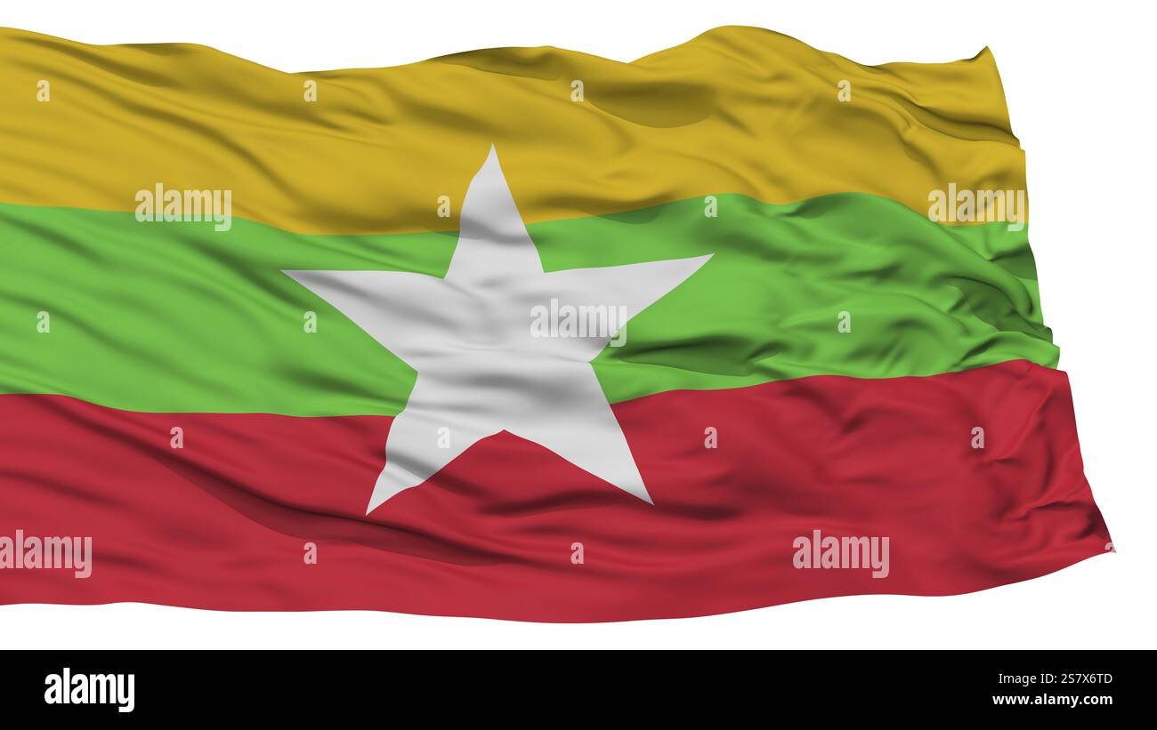 Isolated Myanmar Flag, Waving on White Background, High Resolution ...