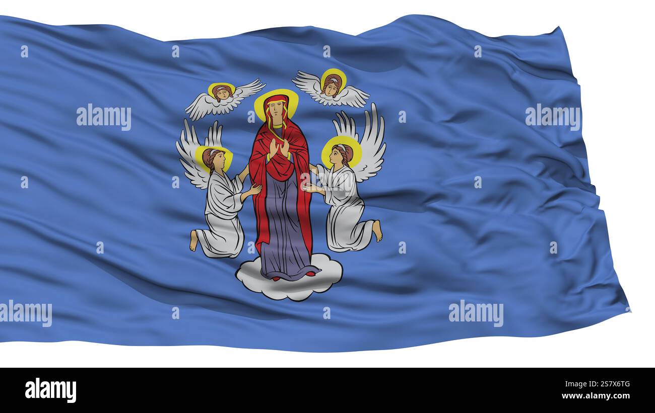 Isolated Minsk City Flag, Capital City of Belarus, Waving on White ...
