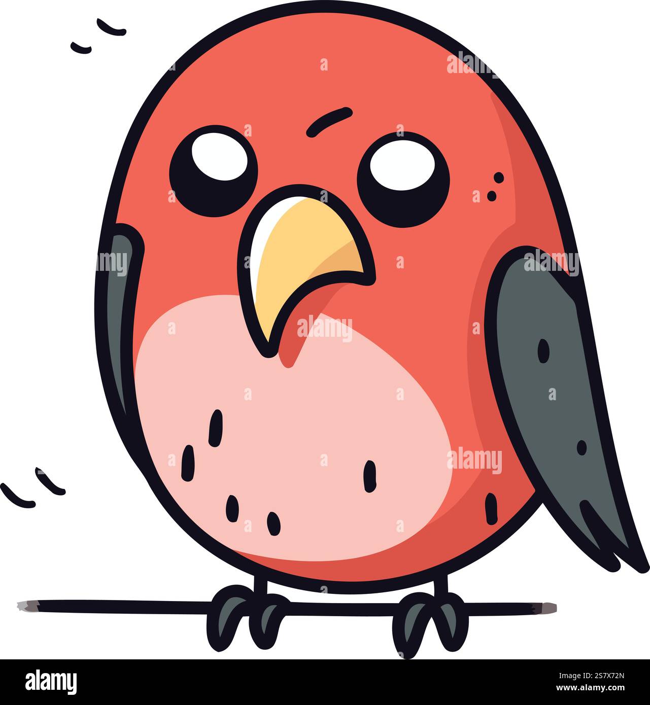 Vector illustration of a cute red bird. Isolated on white background ...