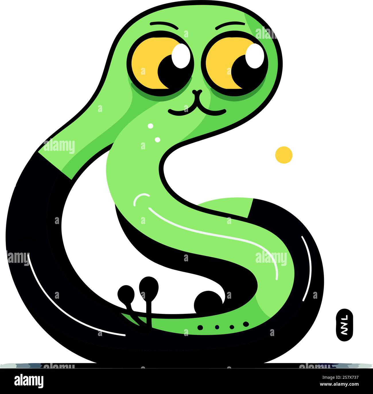 Cute cartoon snake. Vector illustration on white background. Flat style ...