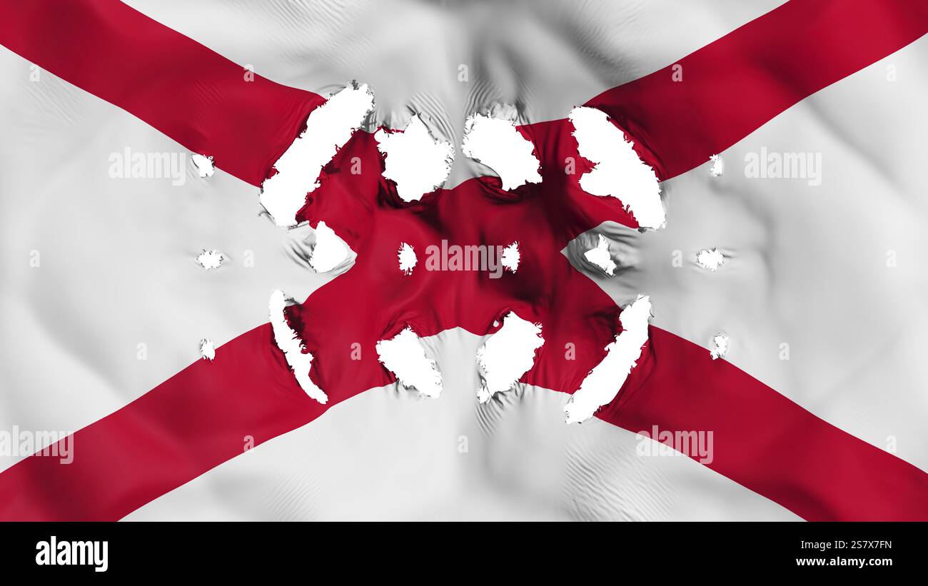 Alabama state flag with a small holes, white background, 3d rendering ...