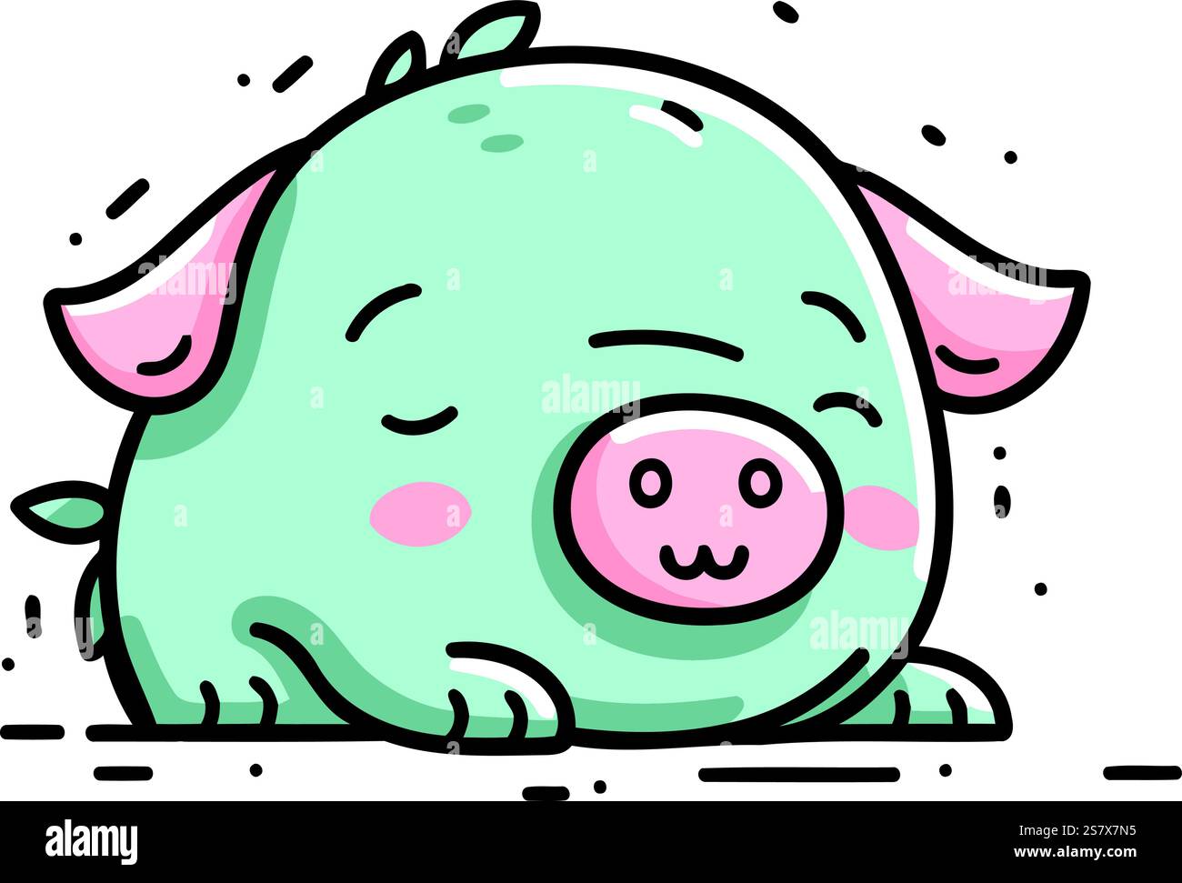 Cute cartoon pig. Vector illustration in flat style. Isolated on white ...