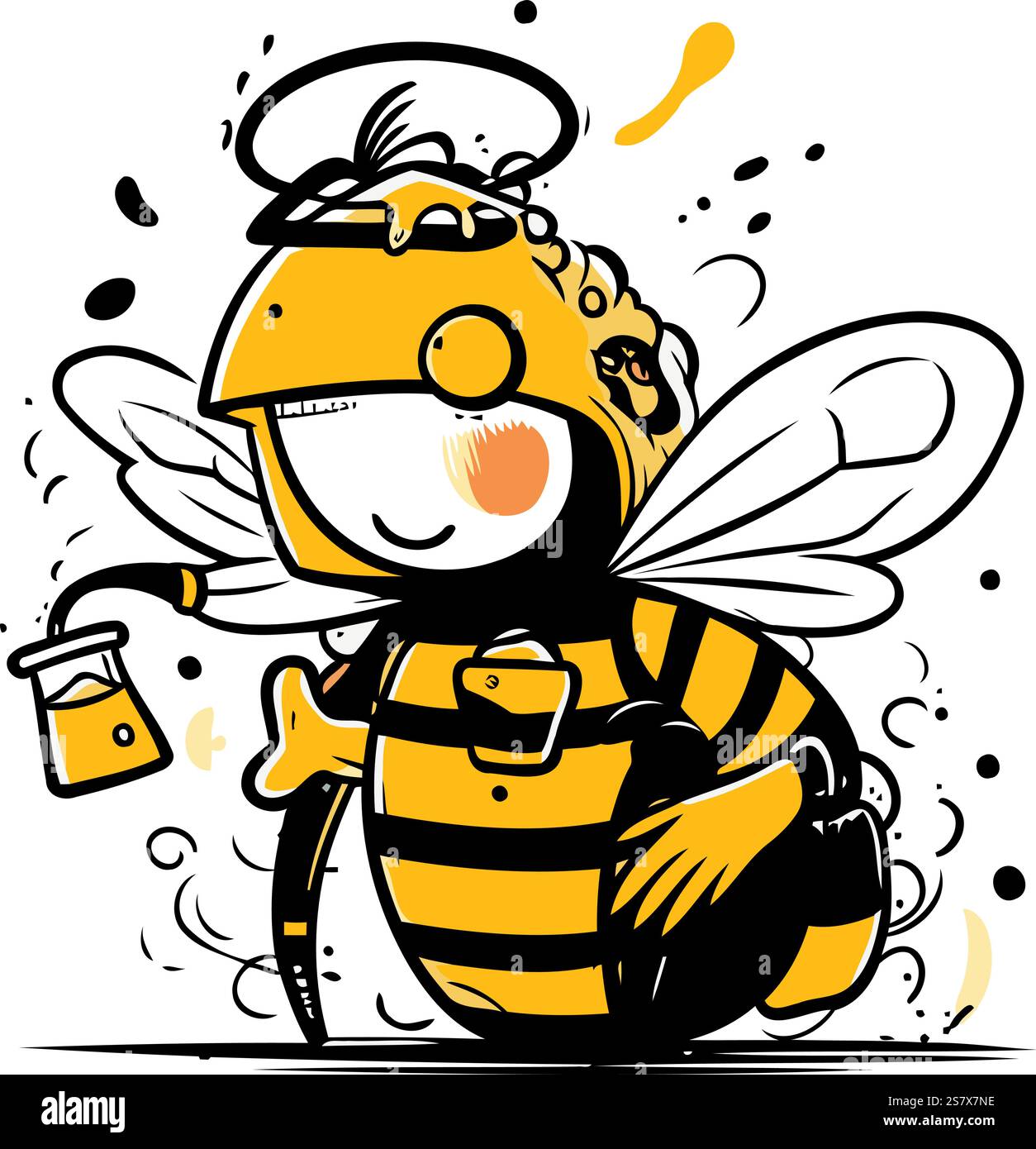 Cute cartoon bee with a glass of beer. Vector illustration Stock Vector ...