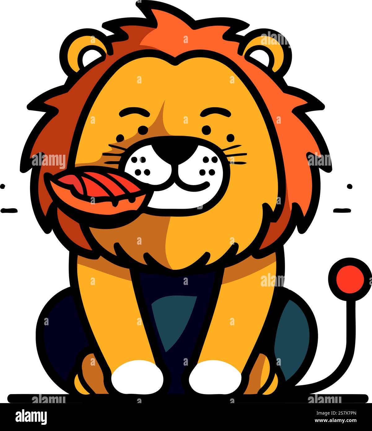 Cute lion with a bone in his mouth. Vector illustration Stock Vector ...