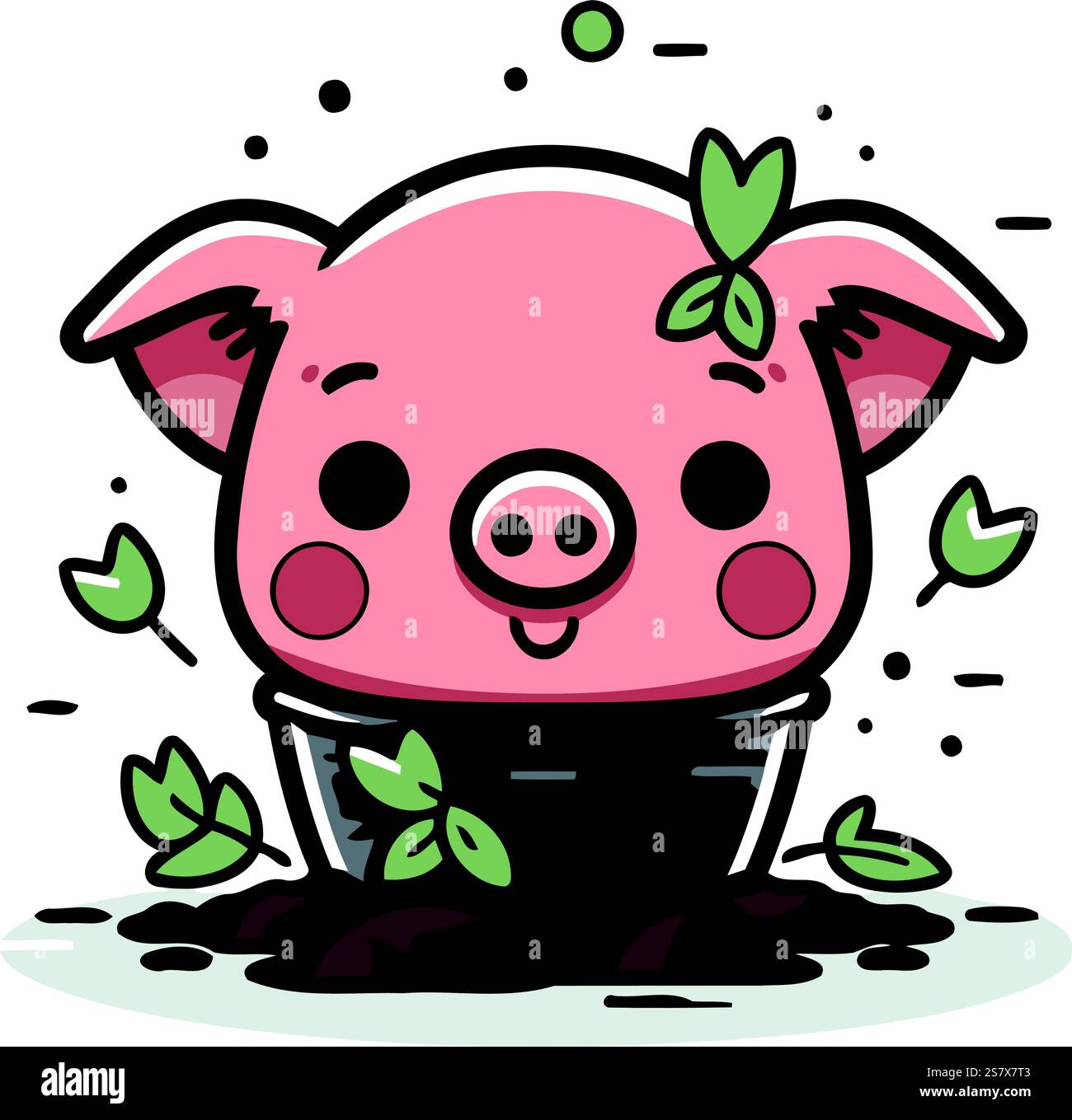 Cute piggy vector illustration. Cute cartoon piggy Stock Vector Image ...