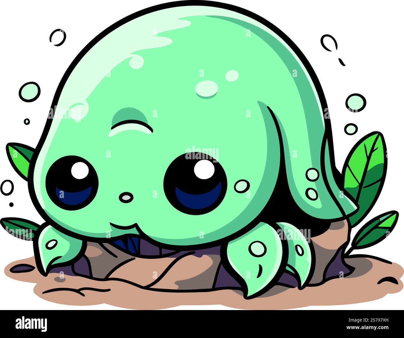 Illustration of a Cute Cartoon Sea Monster in the Sand Stock Vector ...