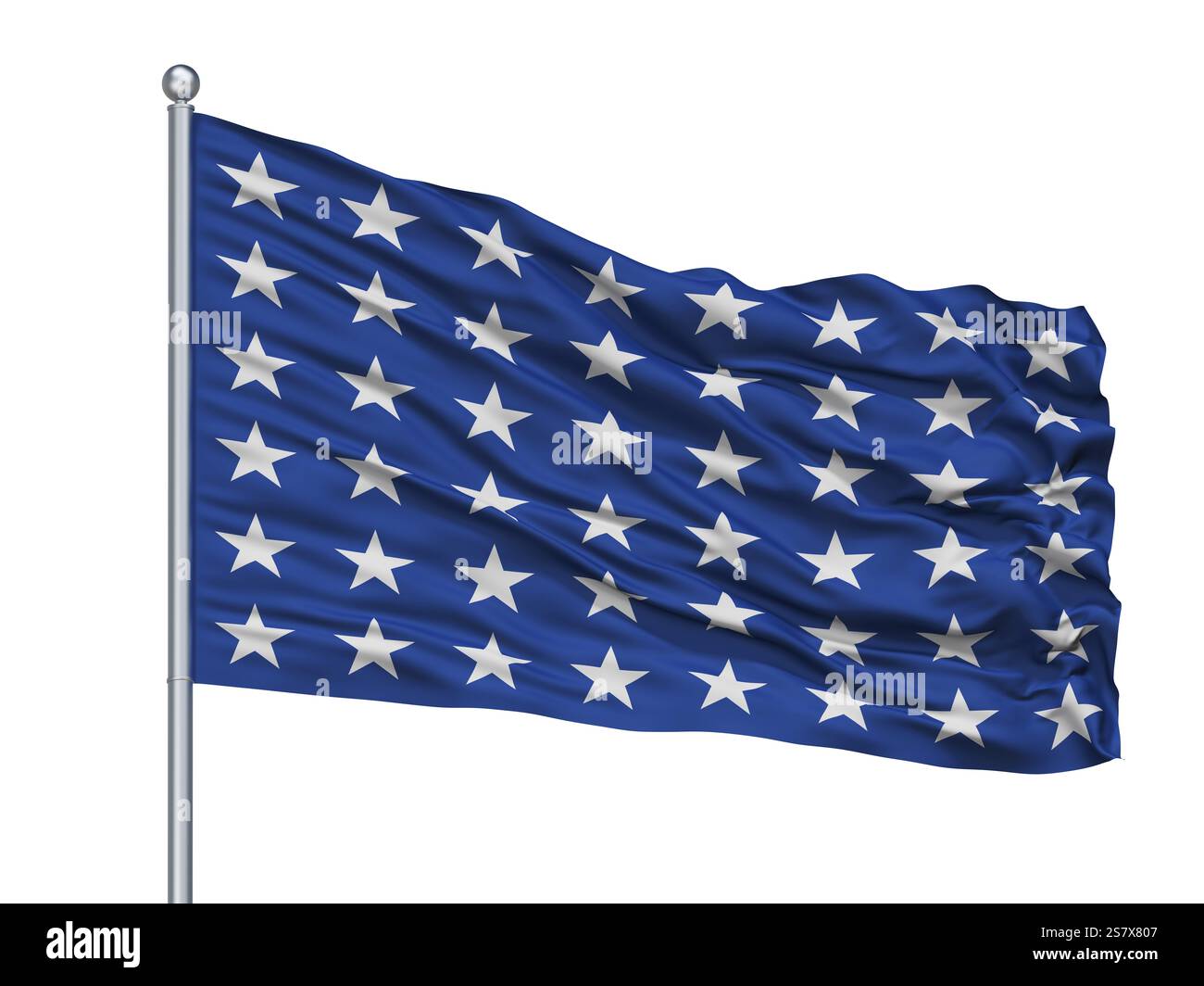 Us Naval Jack 48 Stars Flag On Flagpole, Isolated On White Background ...