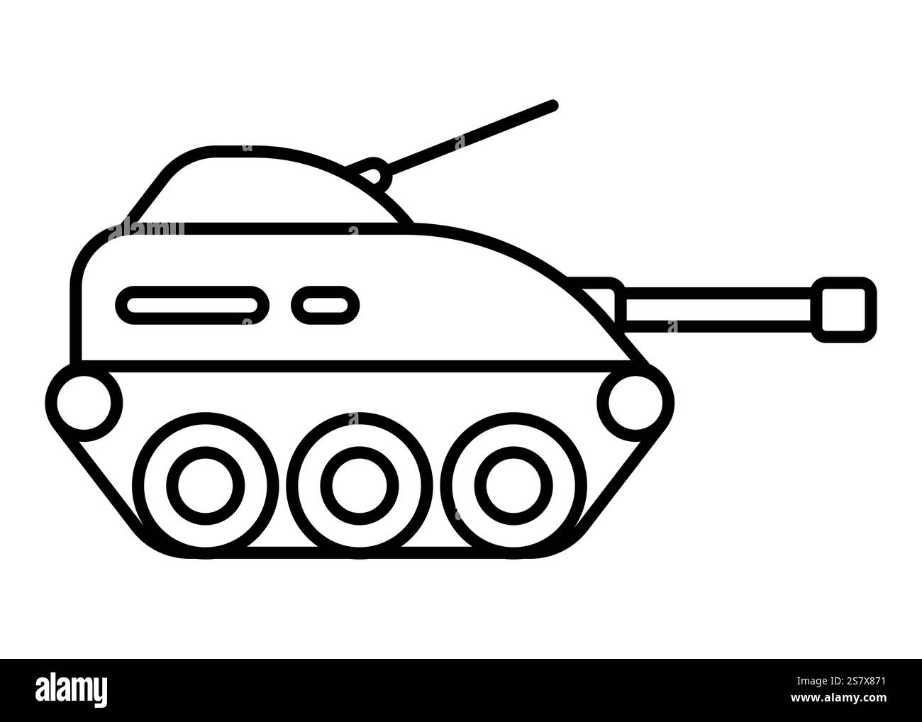 Tank clip art. Outline design for kids drawing and coloring. Vector ...