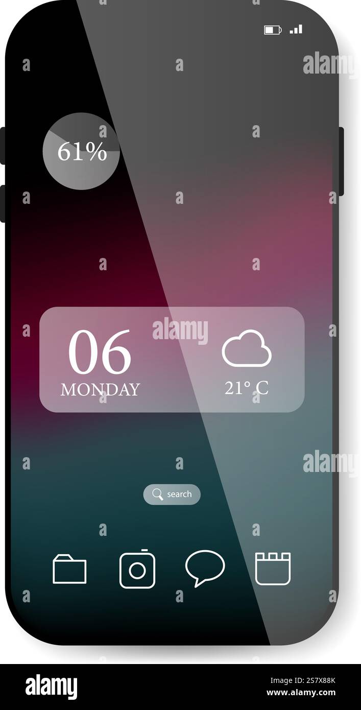 This vector illustration highlights a modern smartphone interface ...