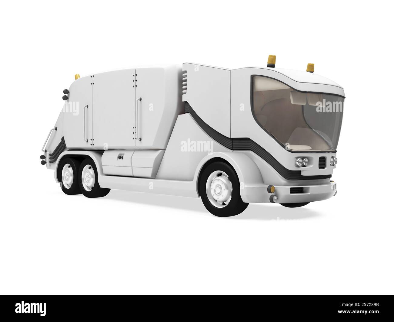 Isolated future trash truck front view over white background Stock ...