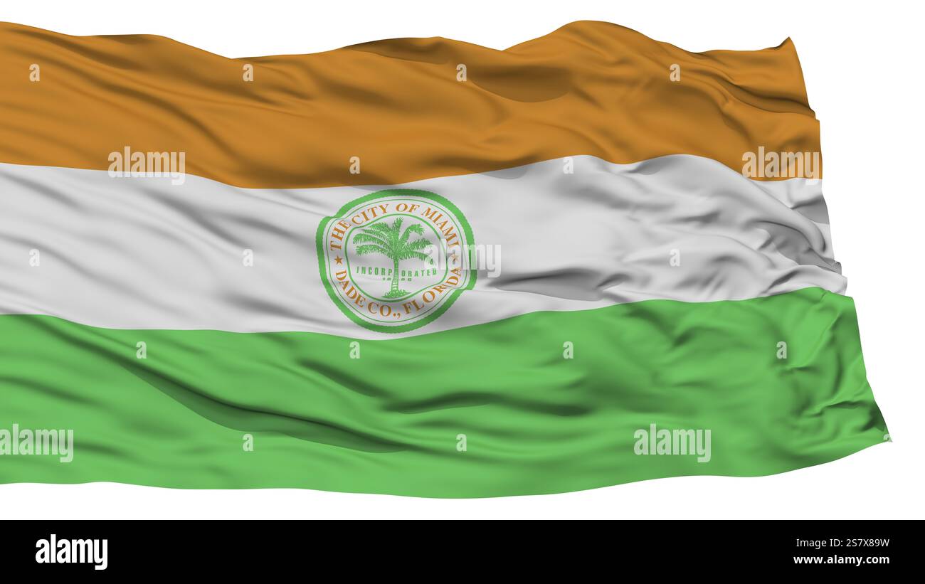 Isolated Miami City Flag, City of Florida State, Waving on White ...