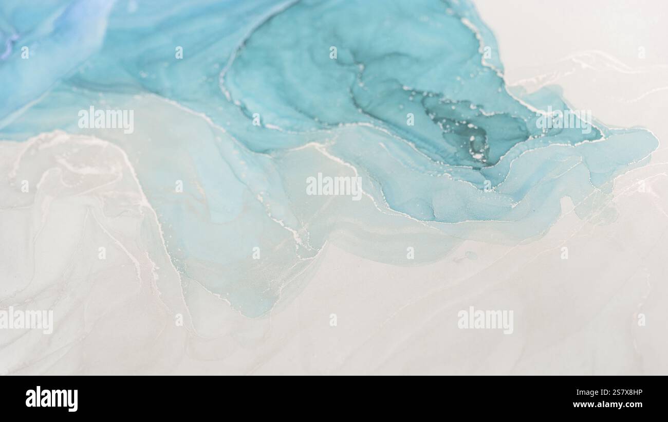 Abstract alcohol ink art featuring soothing blue tones and organic ...