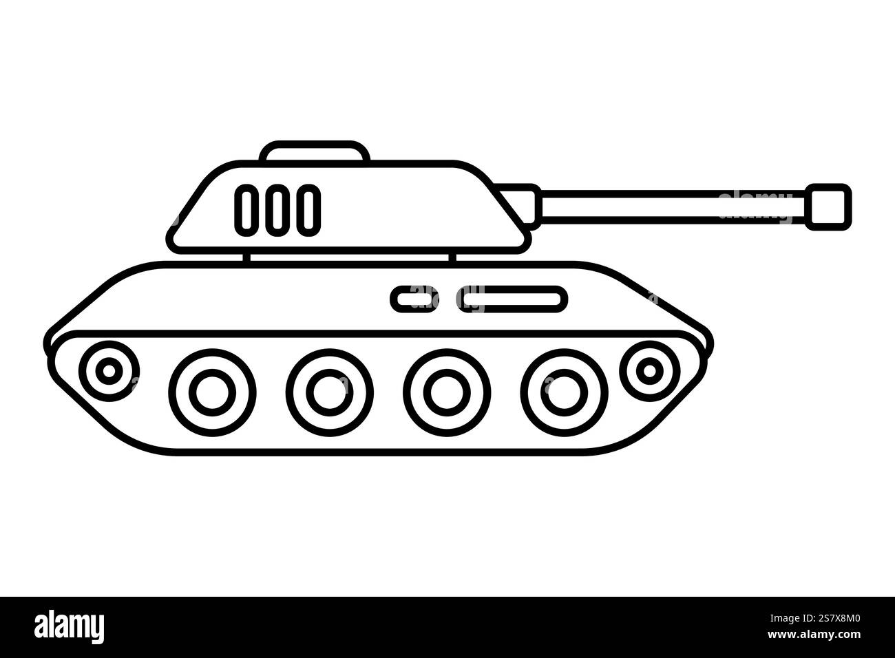 Tank clip art. Outline design for kids drawing and coloring. Vector ...