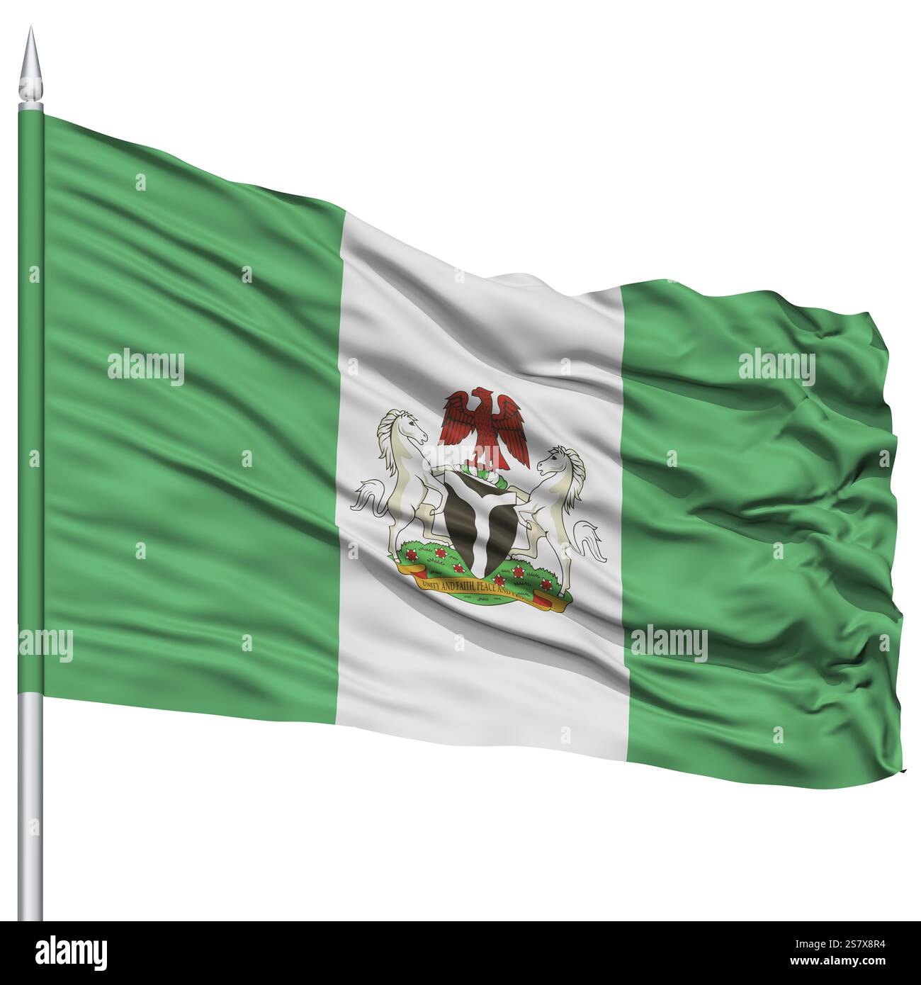 Nigeria City Flag on Flagpole, Capital City of Nigeria, Flying in the ...