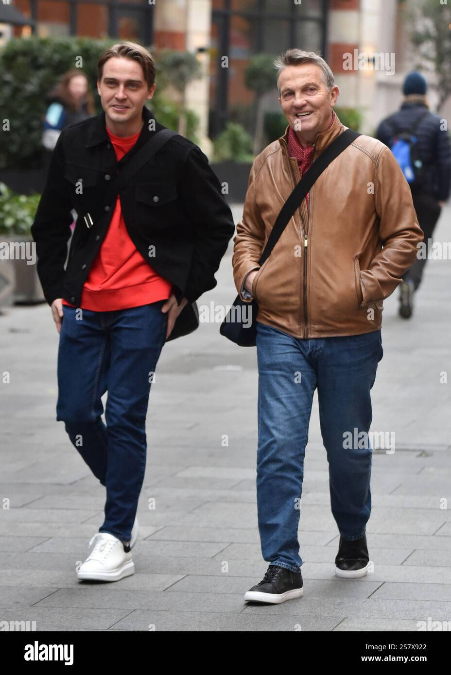 Barney Walsh and Bradley Walsh at Global Radio Studios in London ...