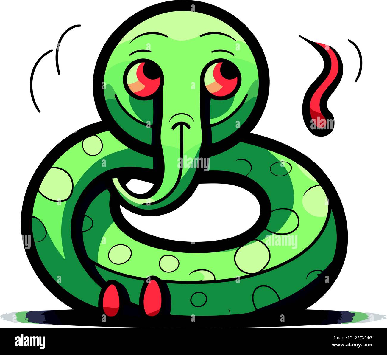 Cute cartoon snake. Vector illustration isolated on a white background ...