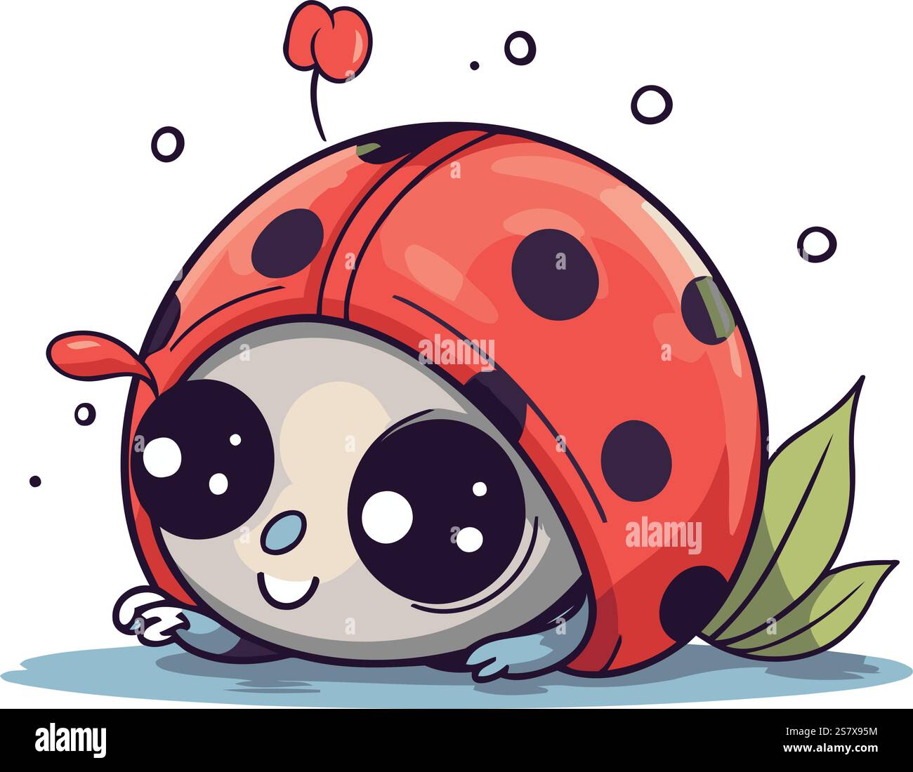 Cute cartoon ladybug with eyes and legs. Vector illustration Stock ...