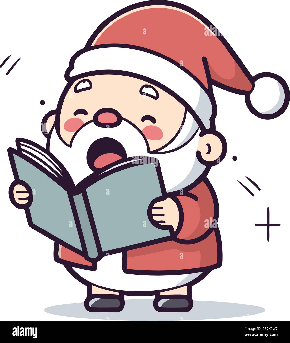 Santa Claus reading a book. Cartoon vector illustration. Santa Claus ...