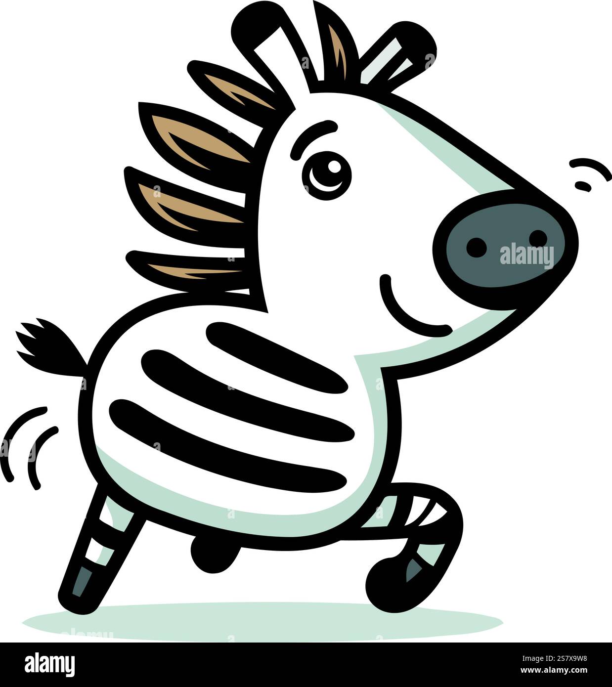 Zebra running cartoon vector illustration. Cute zebra character Stock ...