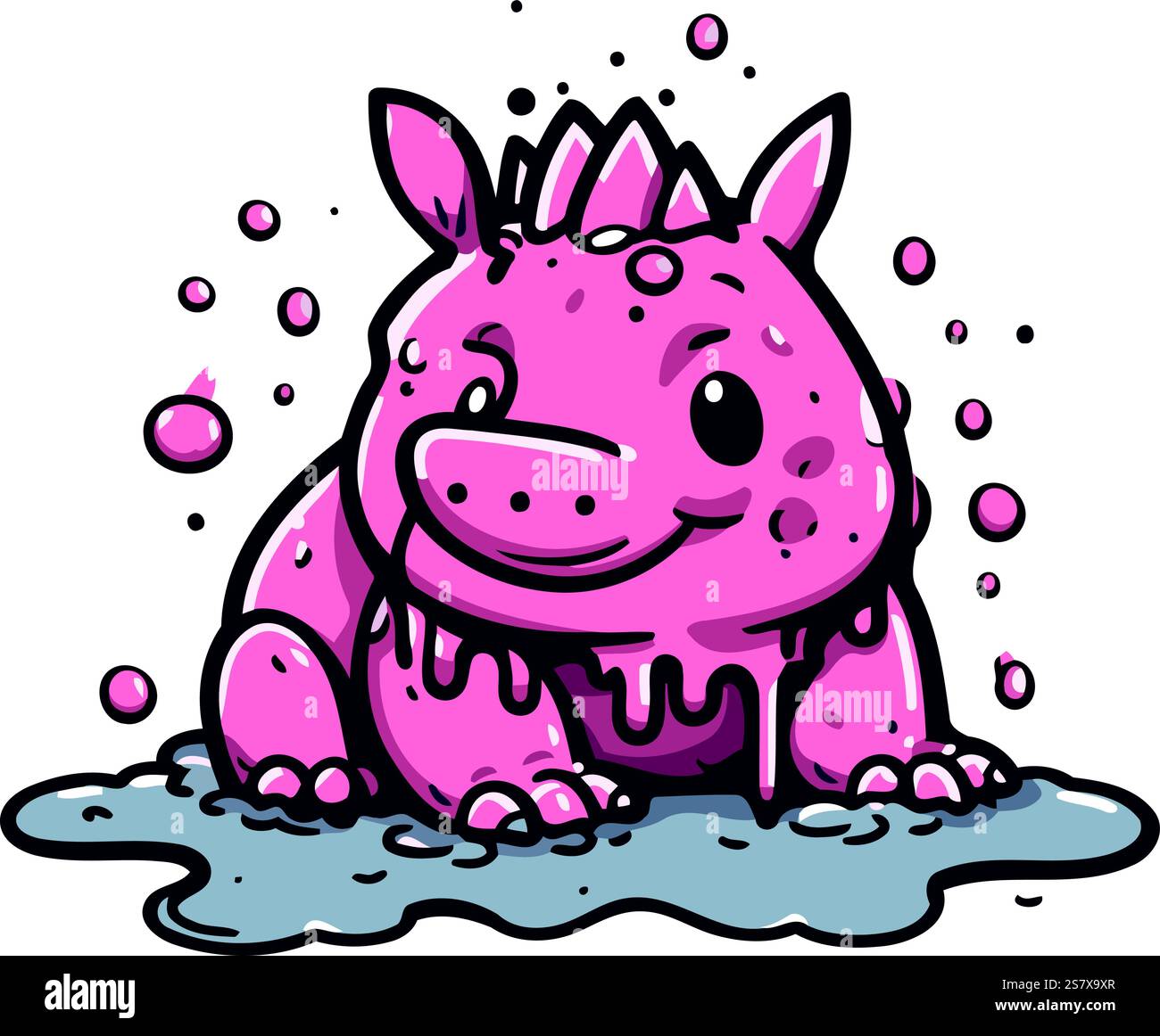 Cute pink hippo. Vector illustration isolated on white background Stock ...