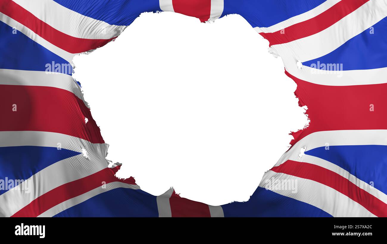 Broken United Kingdom UK flag, white background, 3d rendering Stock ...