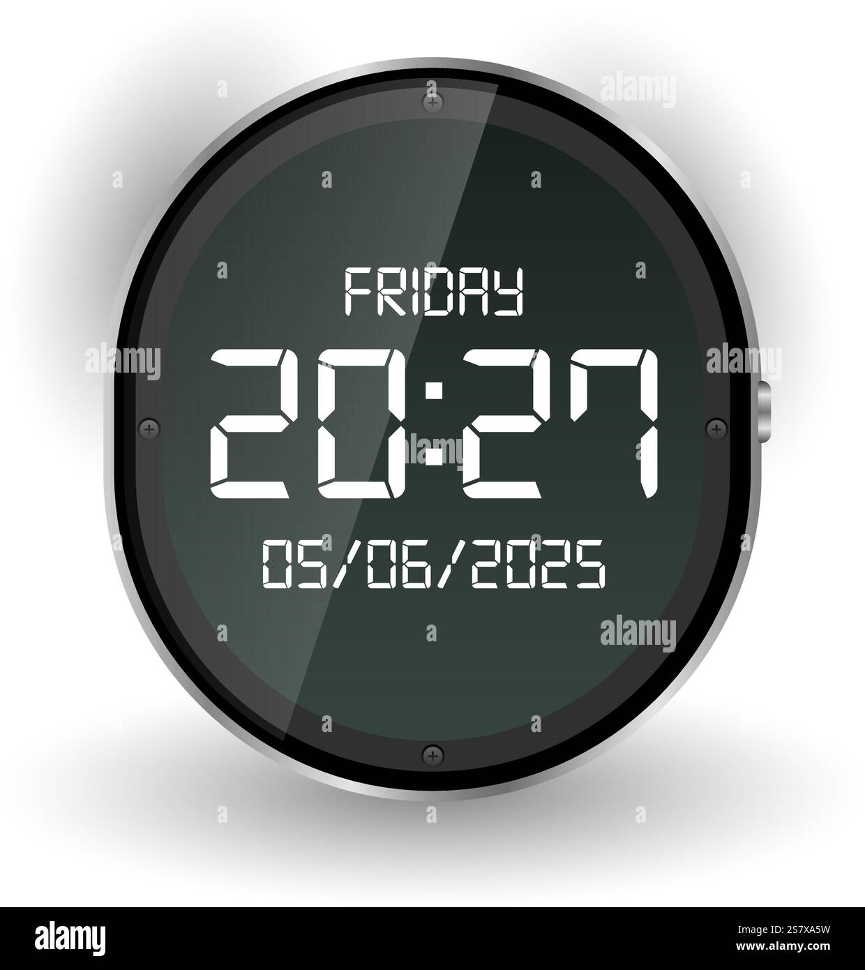 A minimalist smartwatch interface featuring a bold digital clock design ...
