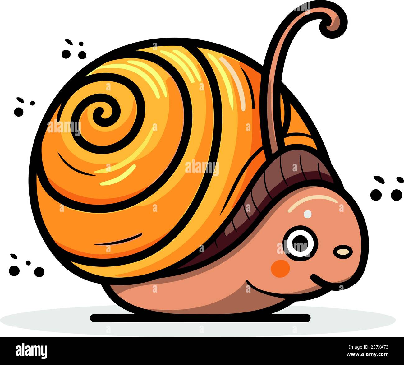 Cartoon funny snail. Vector illustration. Isolated on white background ...