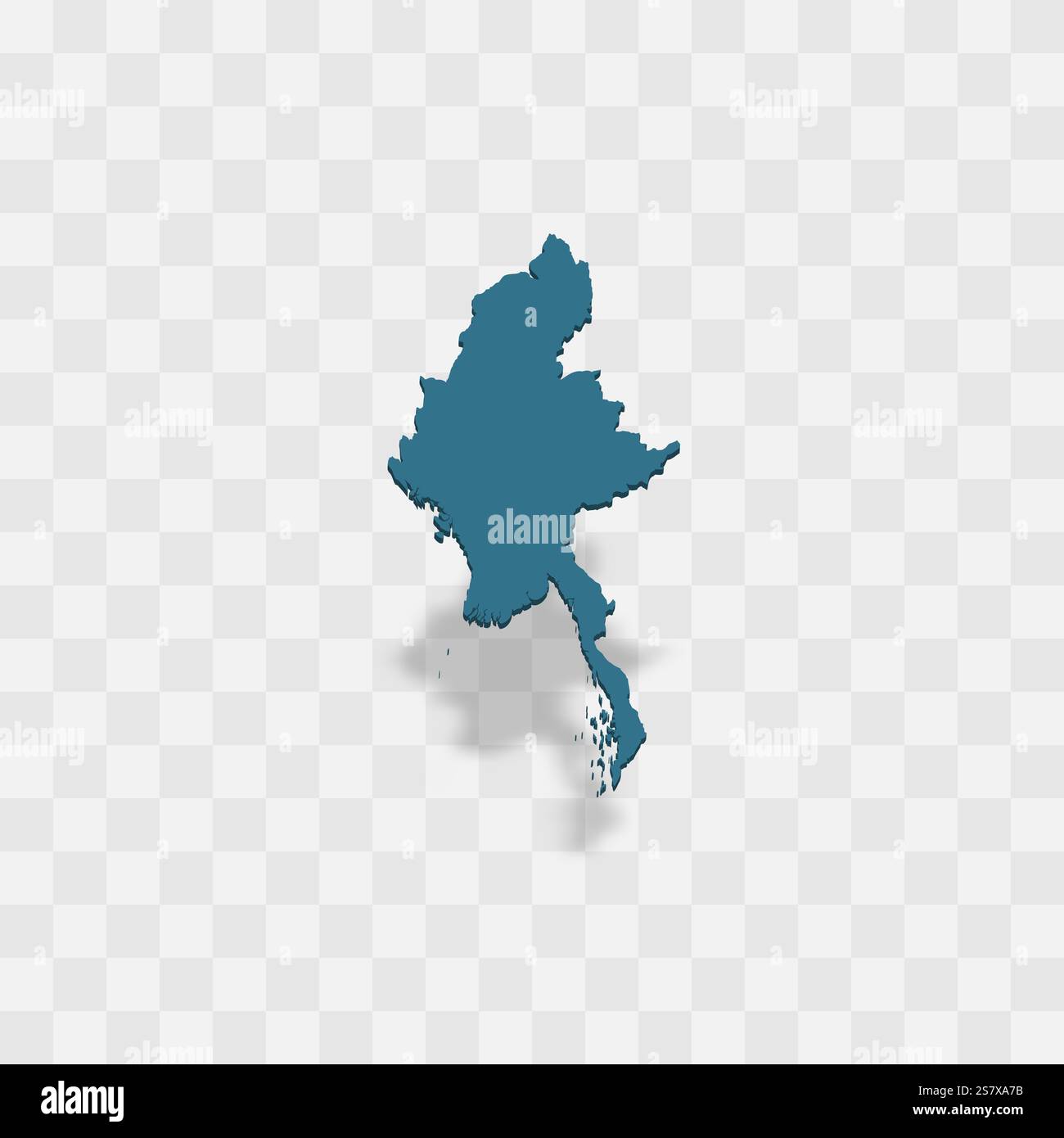 Myanmar high detailed vector representation of country silhouette. 3D ...