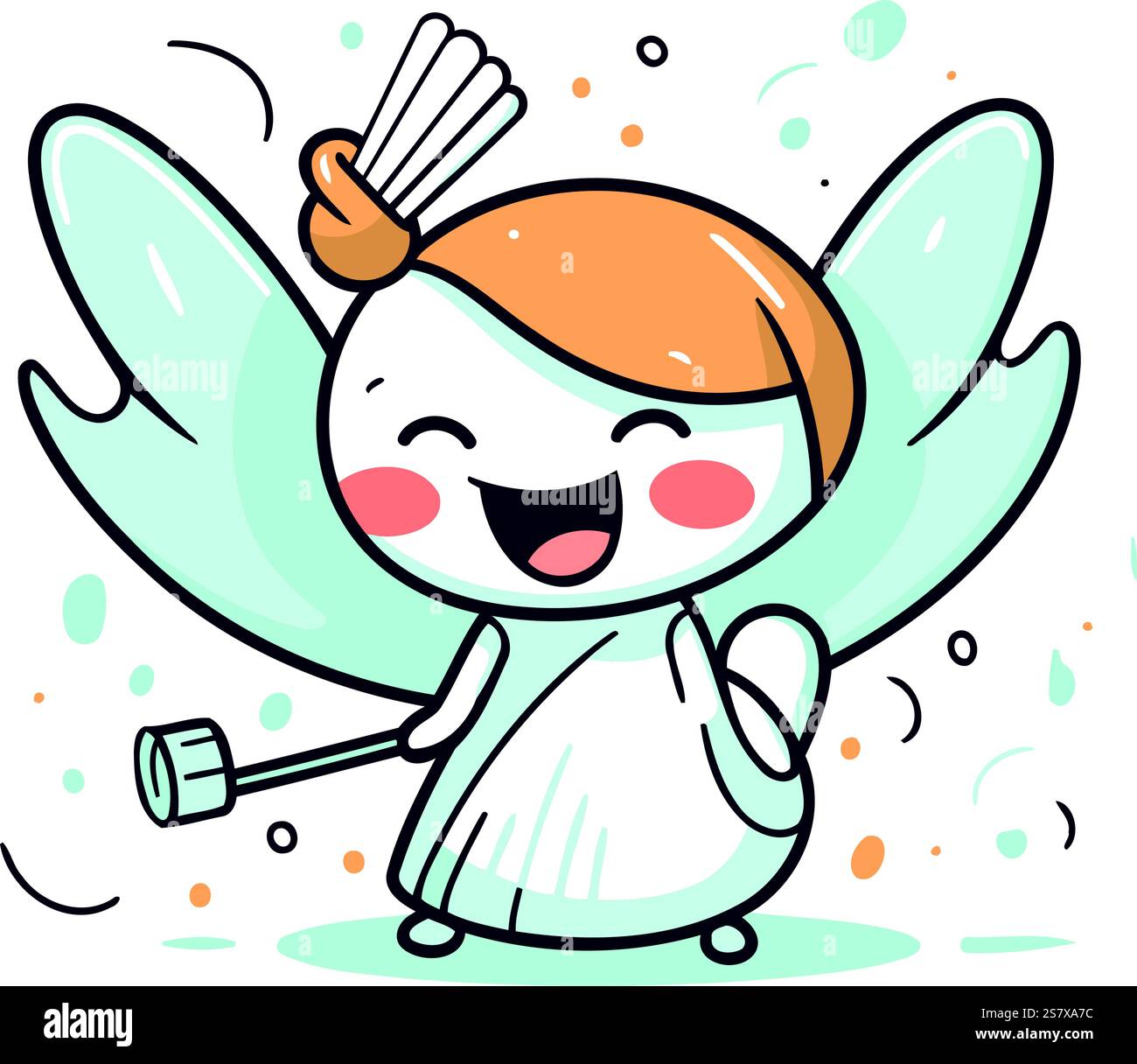 Cute little angel with wings and a hammer. Vector illustration Stock ...