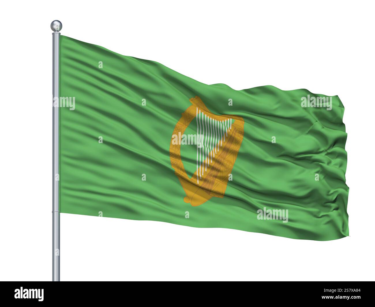 Ireland Naval Jack Flag On Flagpole, Isolated On White Background Stock ...