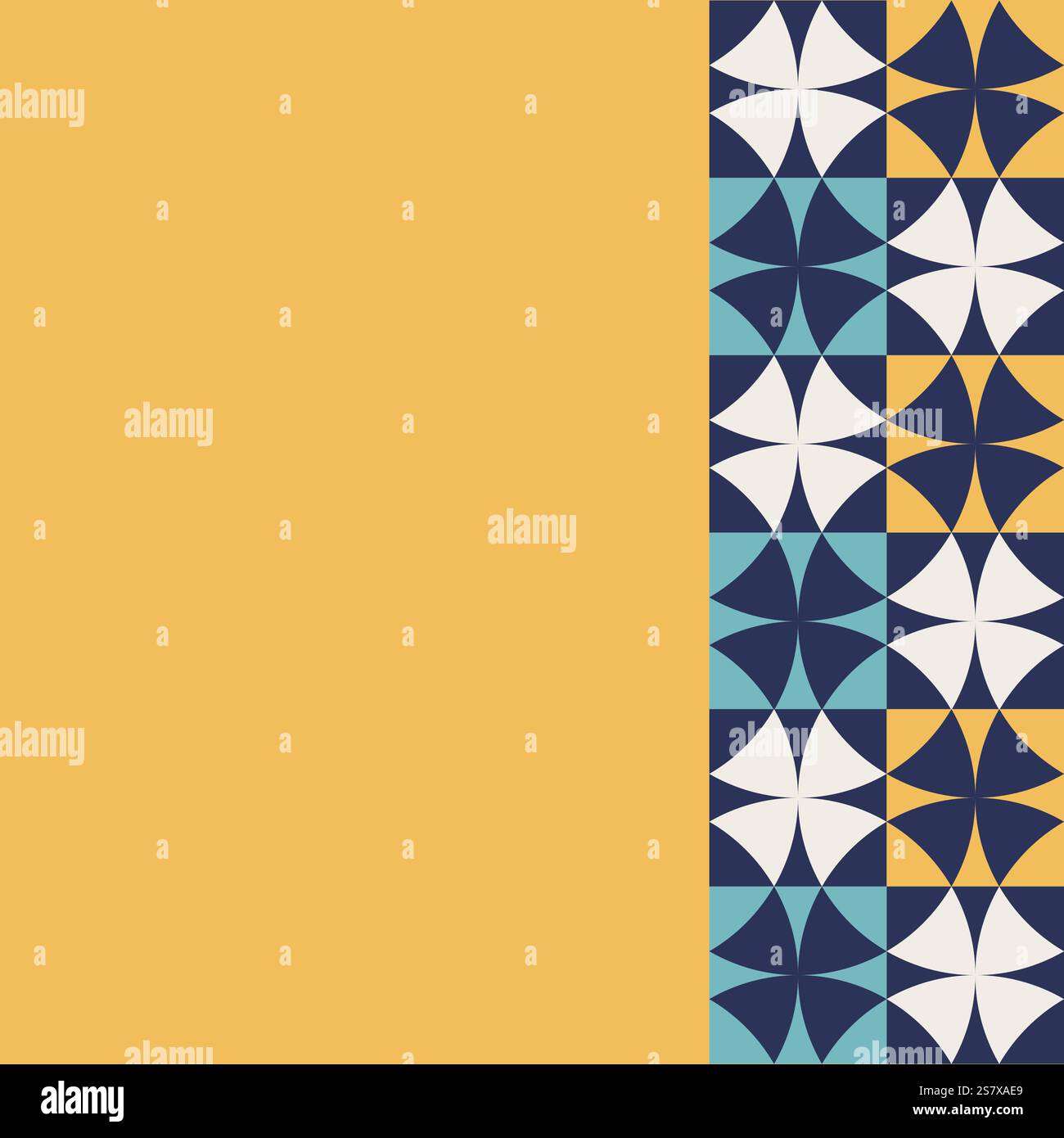 Geometric pattern art print with blue and mustard yellow accents ...