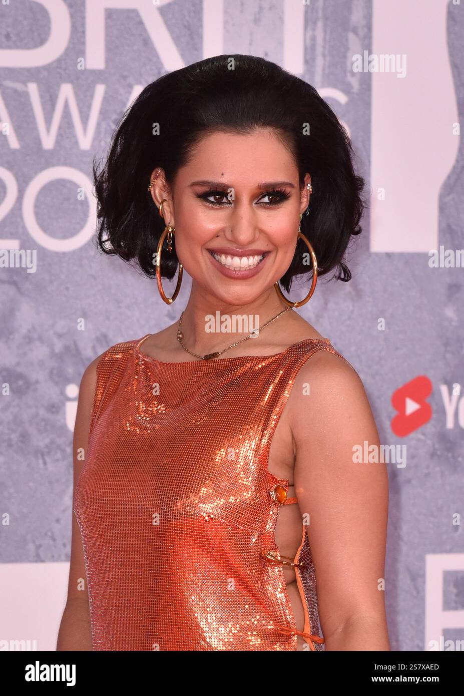 ***EDITORIAL USE ONLY*** Raye attends The BRIT Awards 2022 at The O2 in ...