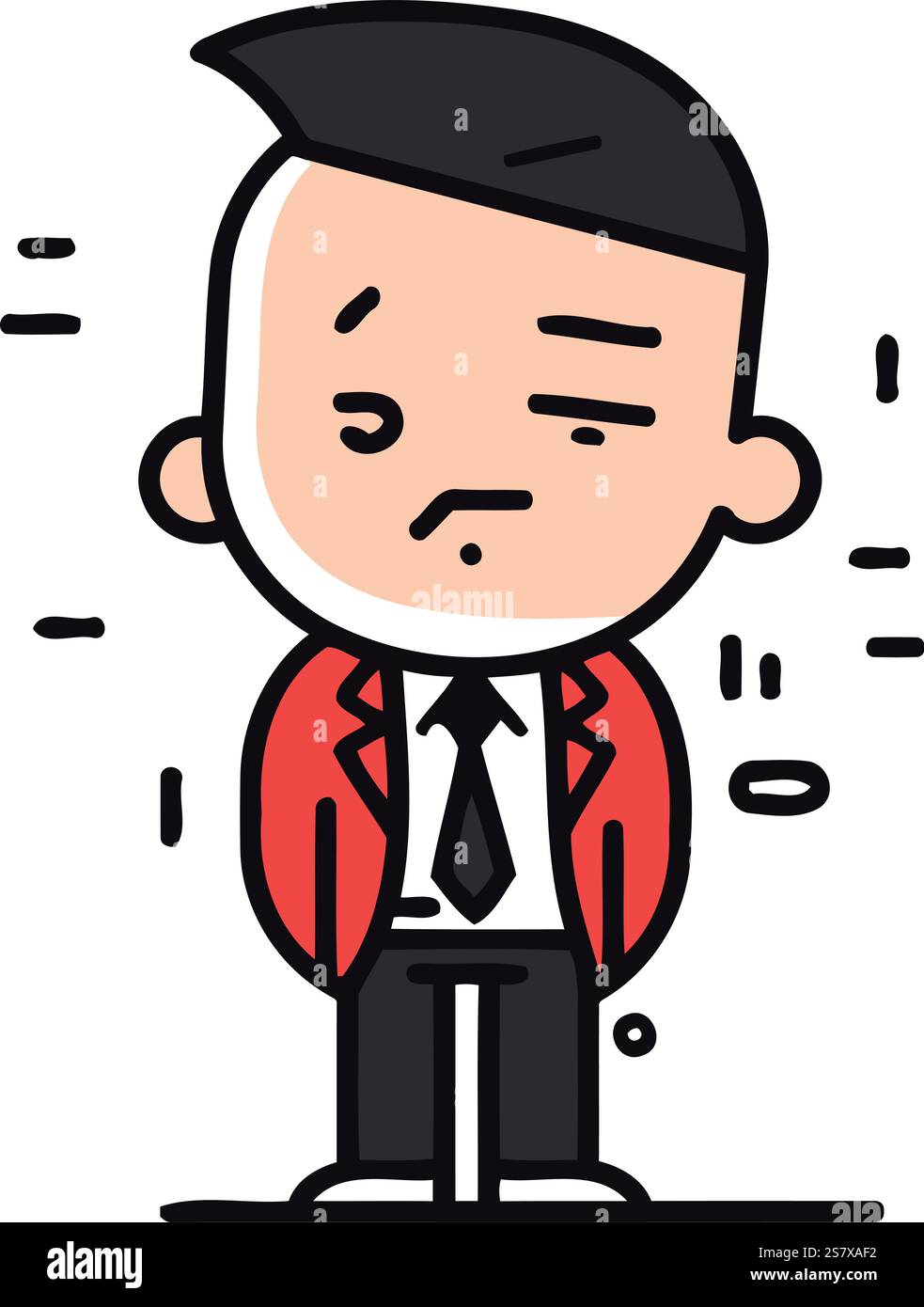 Sad Businessman Cartoon Vector Illustration. Sticker. Label Stock ...