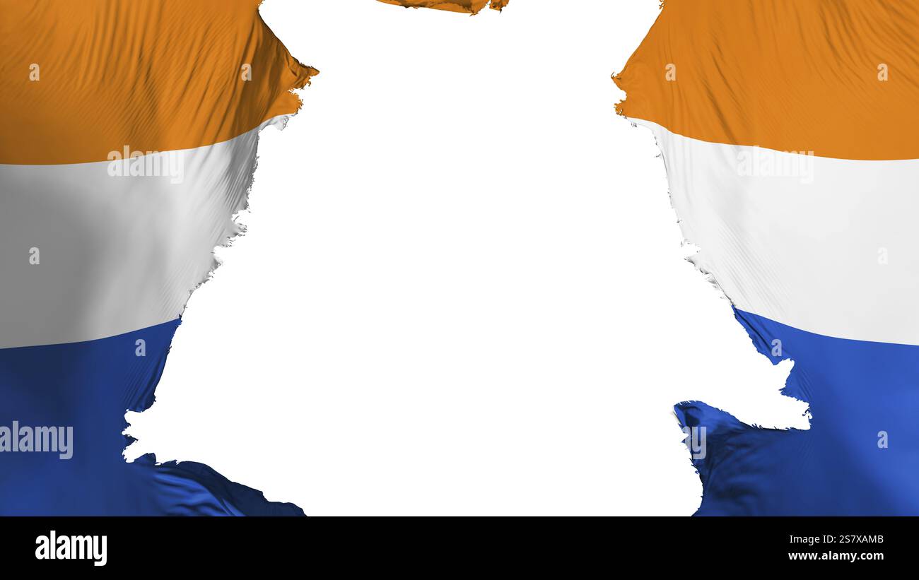 Albany city, capital of New York state flag ripped apart, white ...